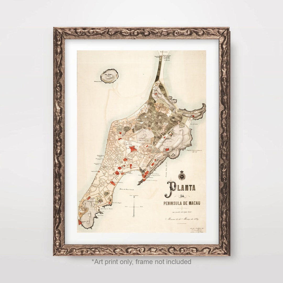 MACAU China Map ART PRINT Year 1899 Vintage Antique Historical Poster ...