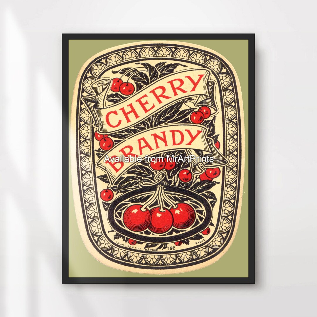 Vintage Cherry Brandy Advert Label Art Print, Kitchen Decor - Etsy