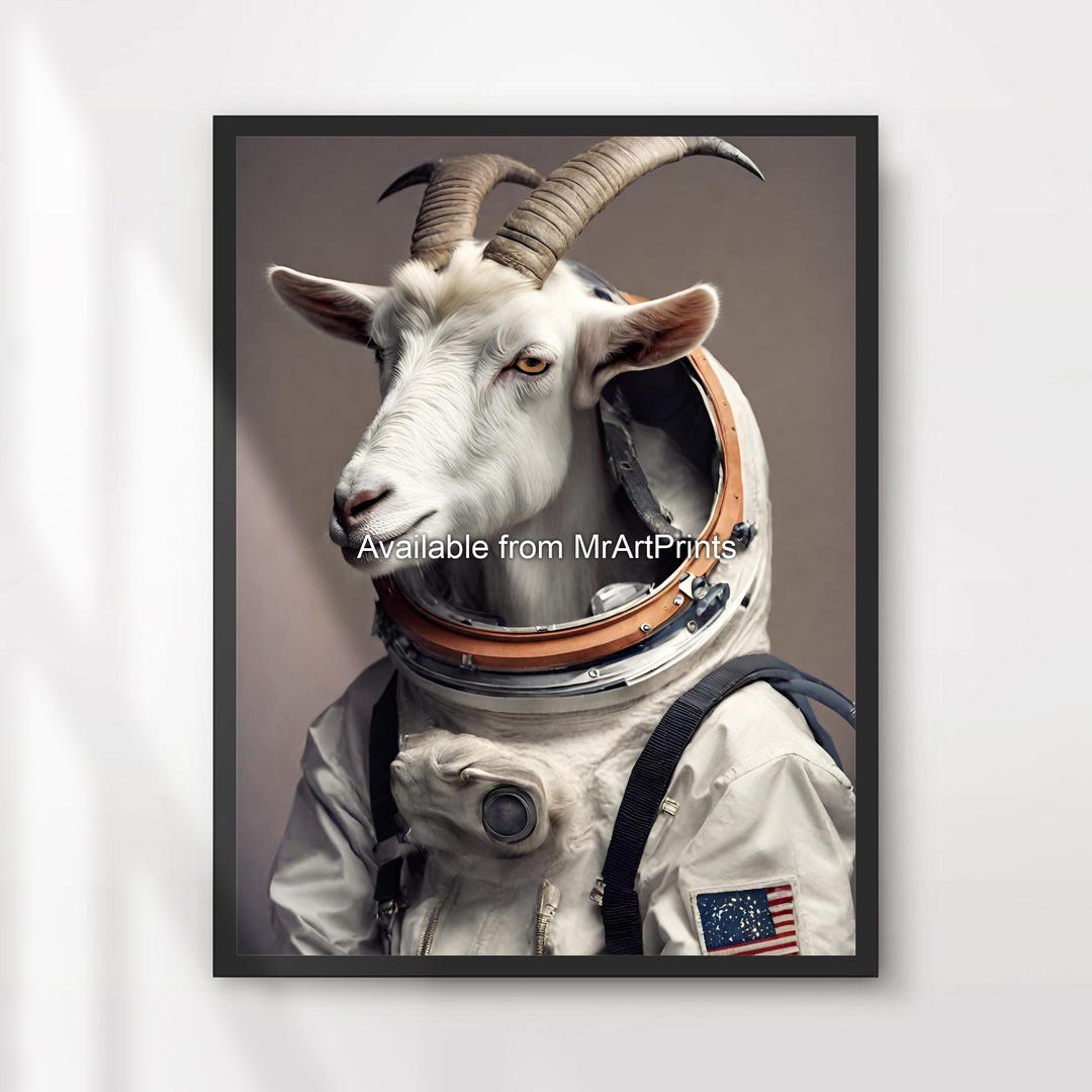 Goat Astronaut Outer Space Art Print Poster Wall Picture Quirky Funny ...