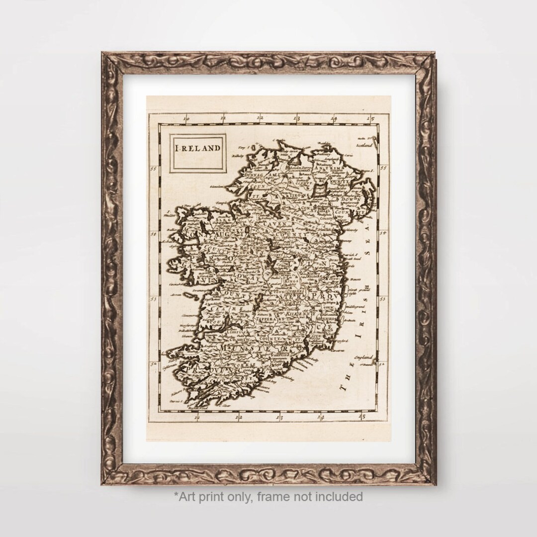 IRELAND Irish Country Map Chart ART PRINT Vintage Antique Poster Wall ...