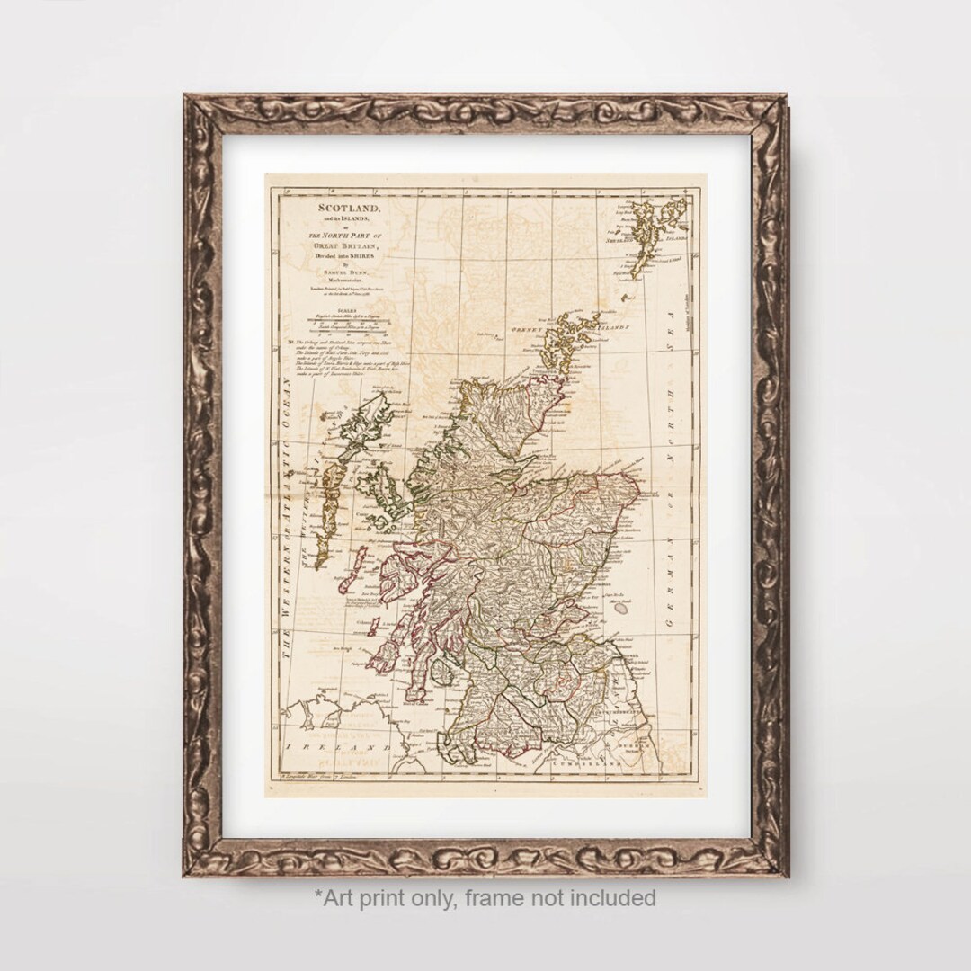 SCOTLAND Scottish MAP Chart Art PRINT Vintage Antique Poster Wall ...