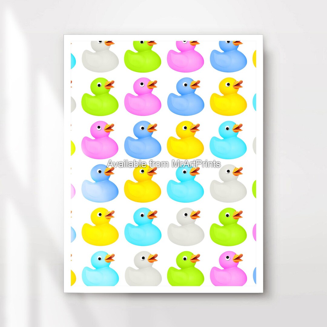 Rubber Ducks Bathroom Art Print Poster Wall Picture Bright Colourful ...