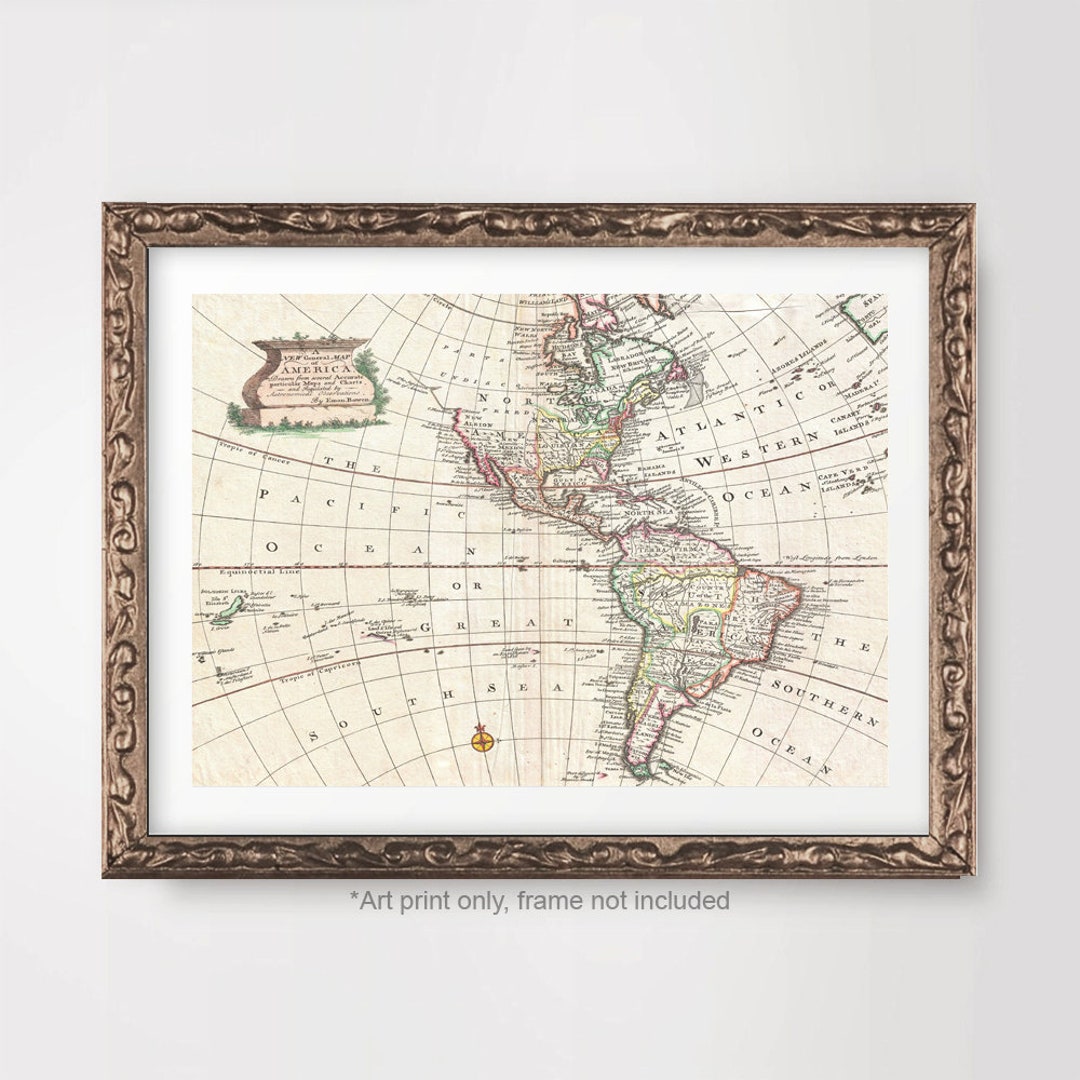SOUTH AMERICA American Map Chart Art PRINT Year 1747 Vintage - Etsy