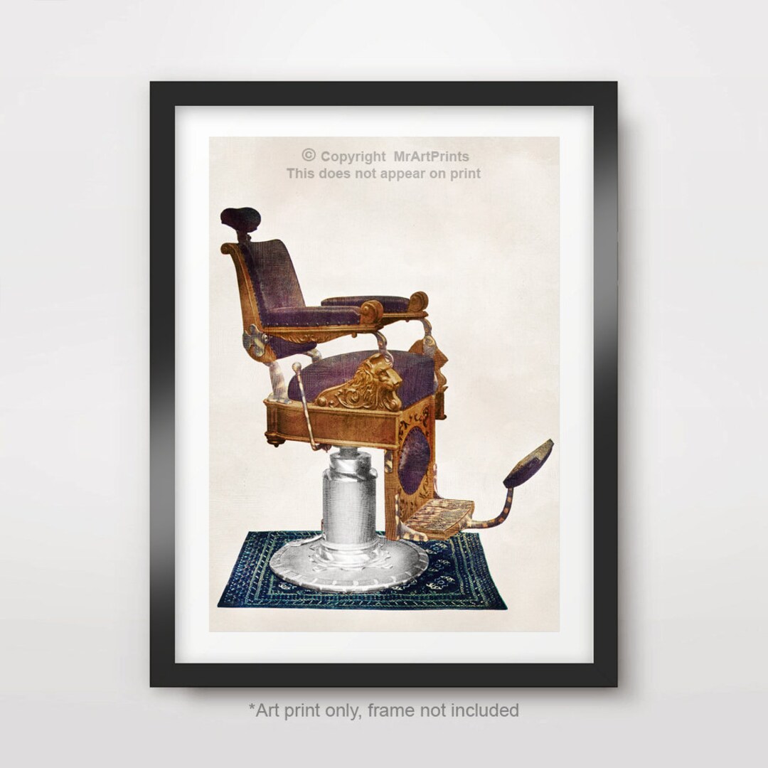 Victorian BARBER Chair ART PRINT Poster Mens Barbershop Wall Picture ...