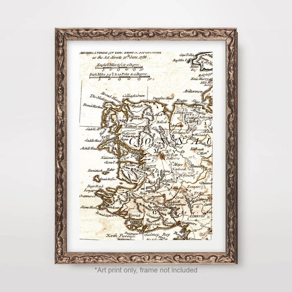 County MAYO Irish Map Chart ART PRINT Ireland Vintage Antique | Etsy
