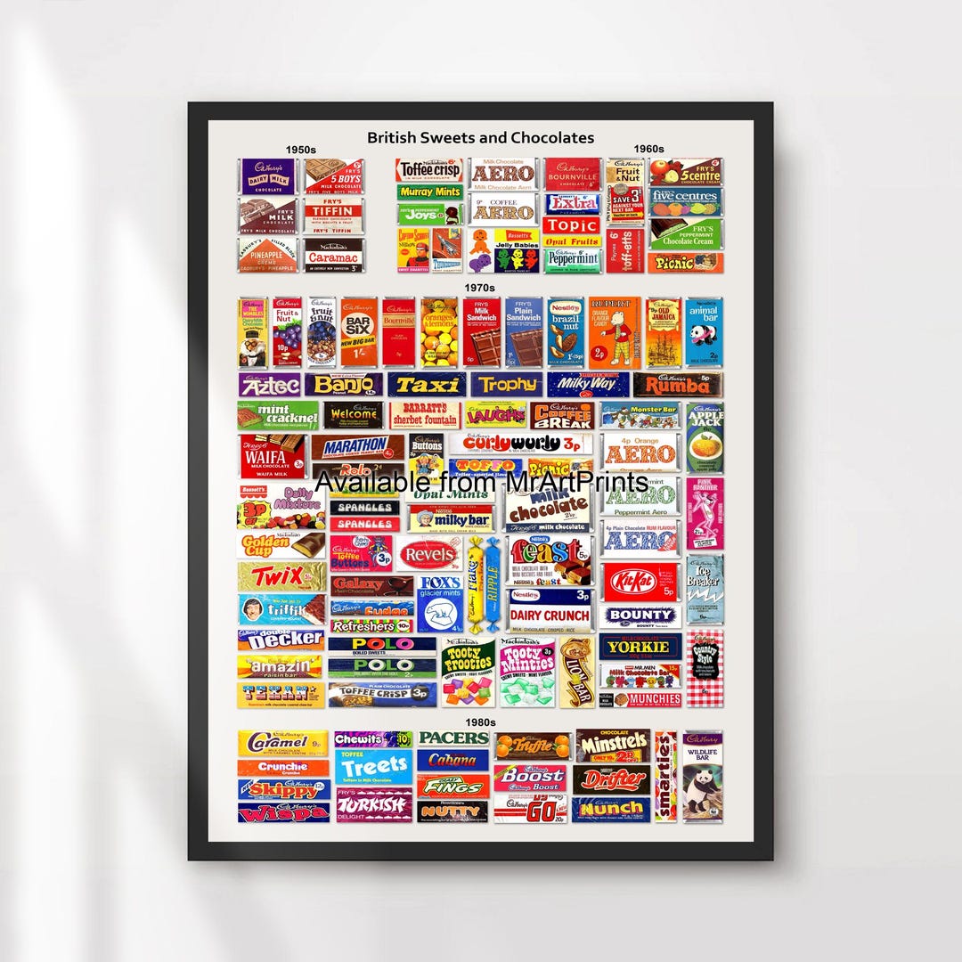 Vintage British Candy Art Print | 1950s-80s Sweet Shop Poster - Etsy