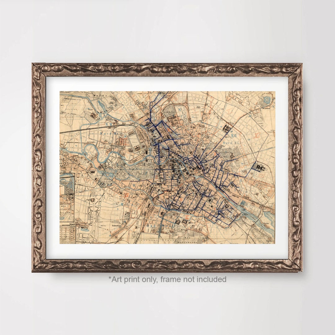 BERLIN City Map Chart ART PRINT Year 1880 Vintage Antique Germany ...