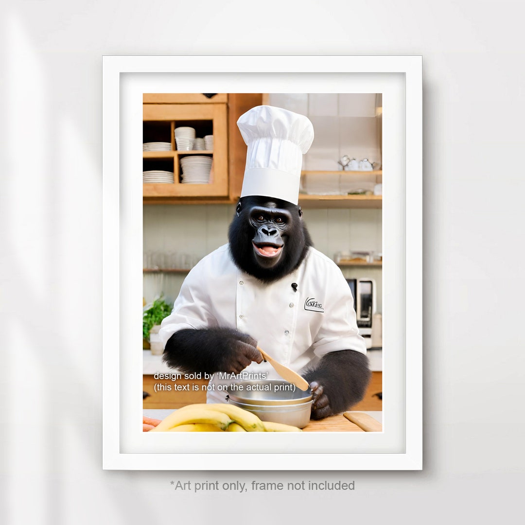 Gorilla Monkey Chef Funny Kitchen Cooking ART PRINT Poster - Etsy