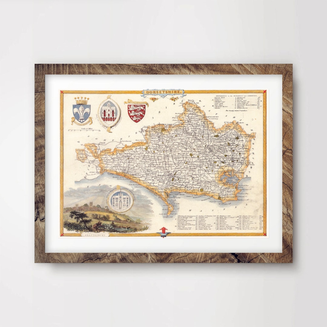 Vintage Dorset County Map Print, Antique British Wall Art - Etsy UK
