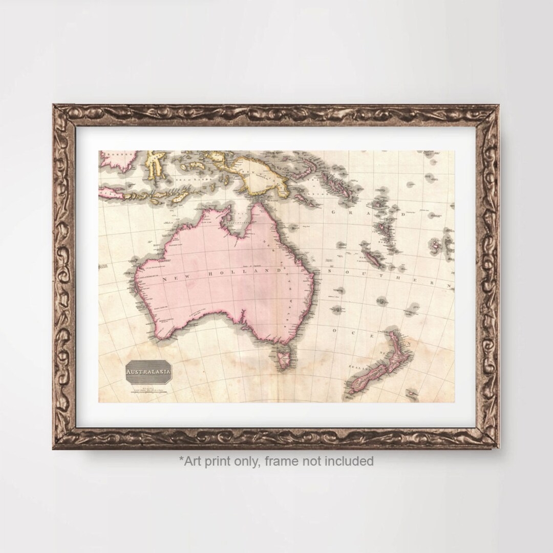 AUSTRALIA Austalian Map ART PRINT Year 1818 Vintage Antique Historical ...