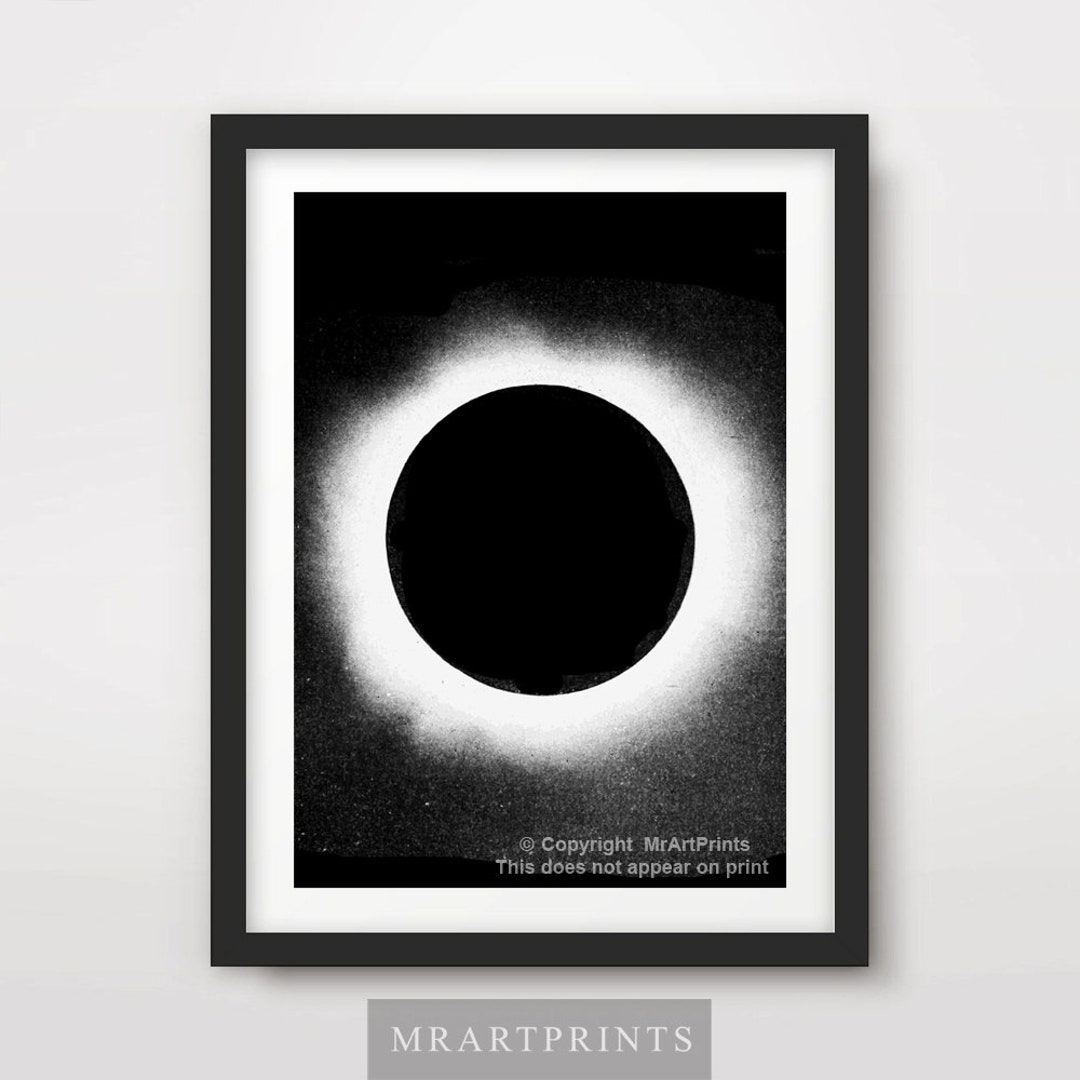 MOON Solar Eclipse Black White ART PRINT Celestial Outer Space Lunar ...
