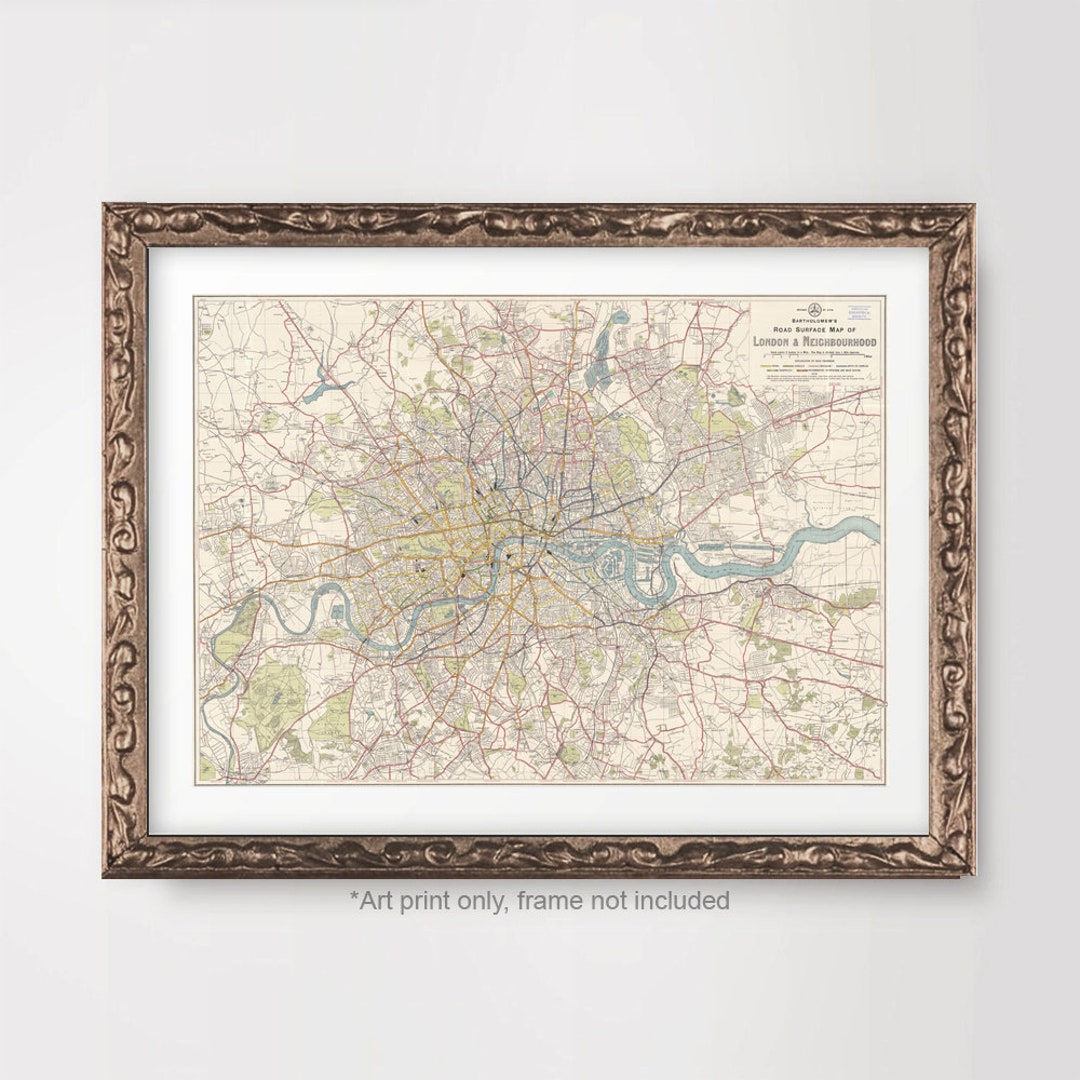 LONDON City Map Chart Art PRINT Year 1906 Vintage Antique British ...