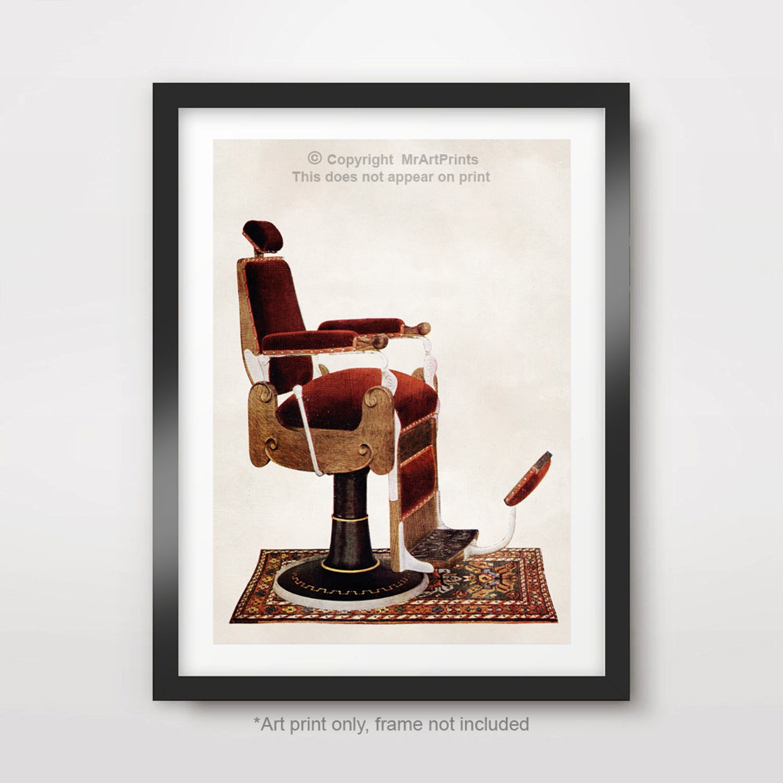 Victorian BARBER Chair ART PRINT Poster Mens Barbershop Wall Picture ...