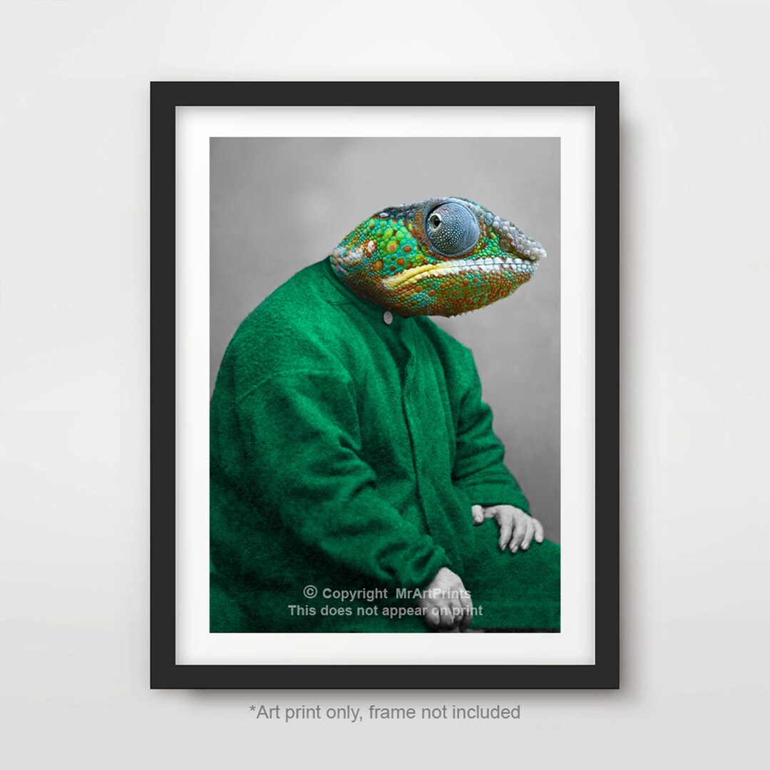 IGUANA Reptile Portrait ART PRINT Animal Dressed as Person People ...