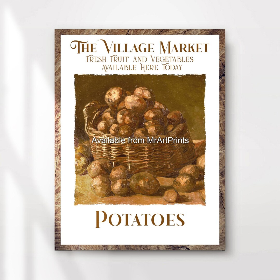 Potatoes Farmer's Market Kitchen Art Wall Picture Poster Print Rustic ...
