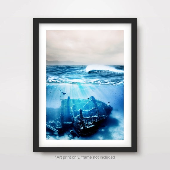 SUNKEN SHIPWRECK Underwater Cross Section Photography Art | Etsy