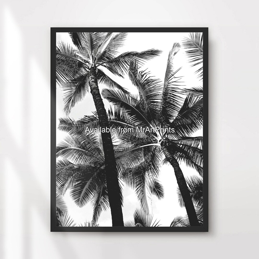 Black and White Palm Tree Silhouette Art Print - Etsy