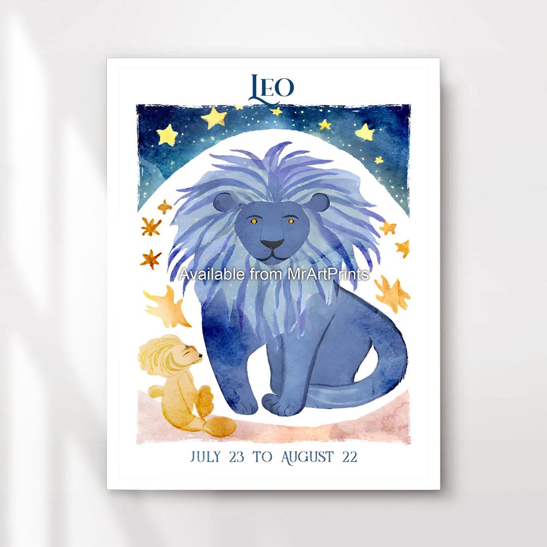 Leo Painting Zodiac Star Sign Art Print Wall Picture Poster Cute ...