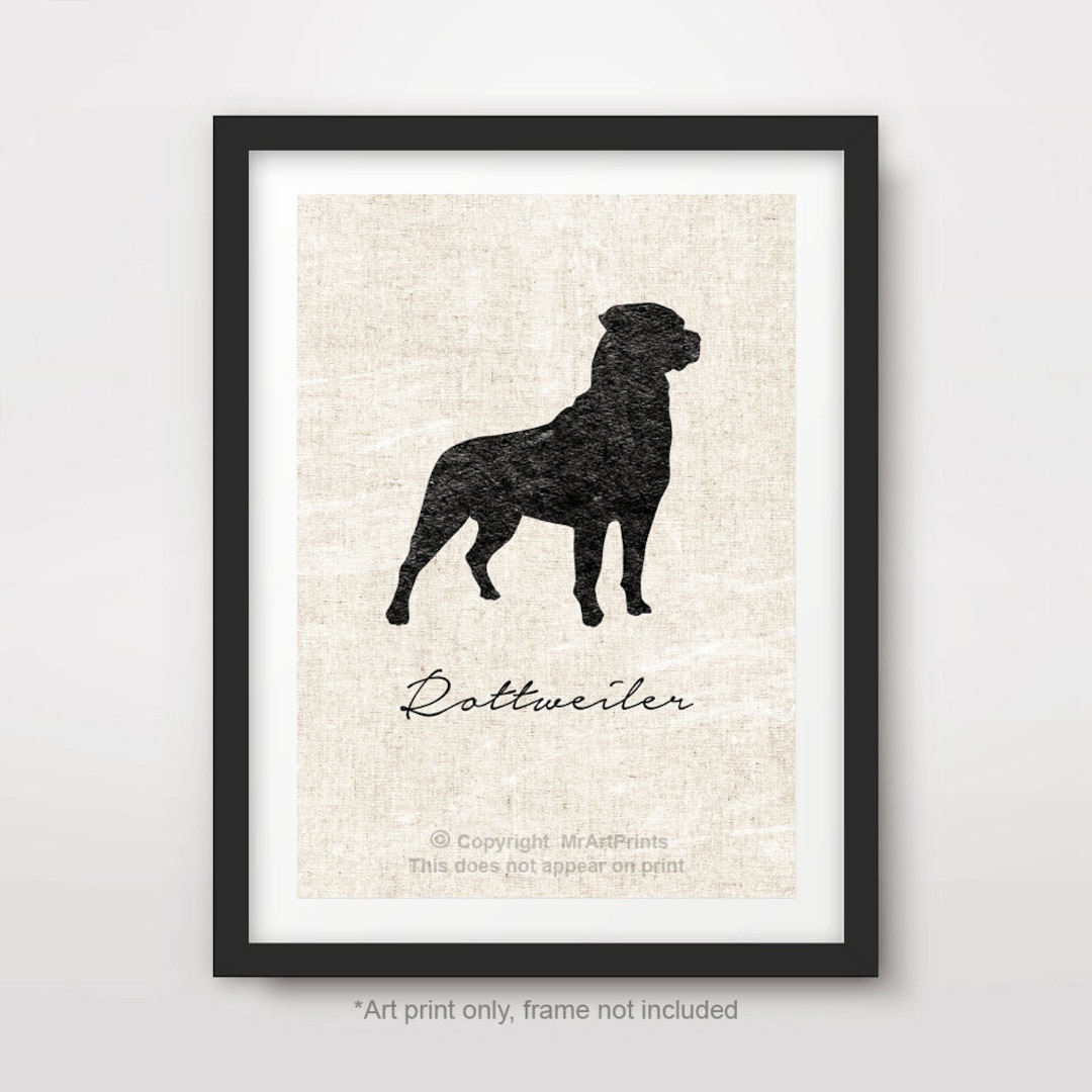 Rottweiler Silhouette Art Print, Dog Breed Portrait - Etsy