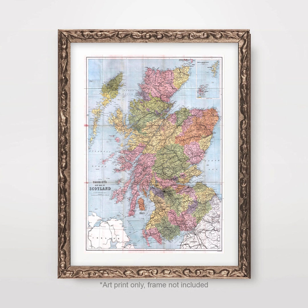 SCOTLAND Scottish MAP Chart Art PRINT Year 1892 19th Century Vintage ...