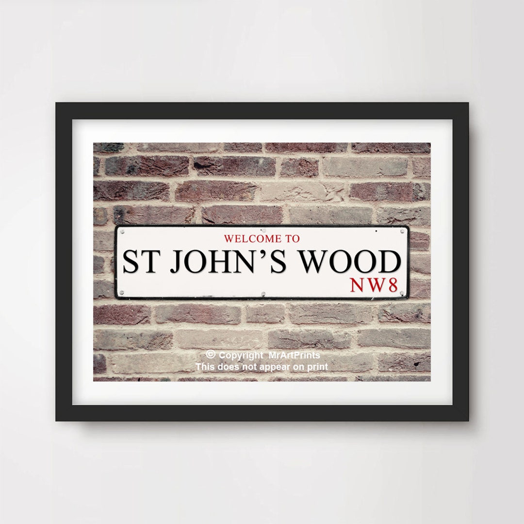 St JOHN'S Wood London ART PRINT NW8 Postcode Street Road Sign District ...