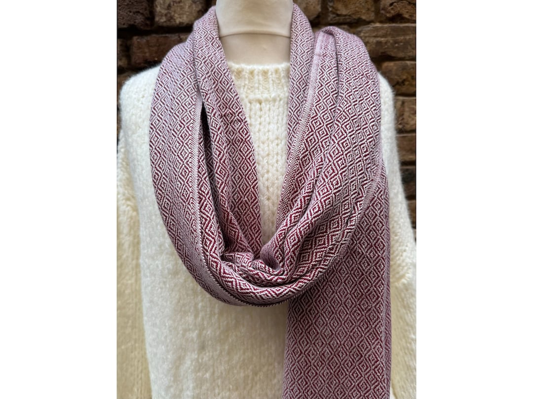Handmade Thick Cashmere Blend Scarf - Dimond Pattern /oversized Scarf ...