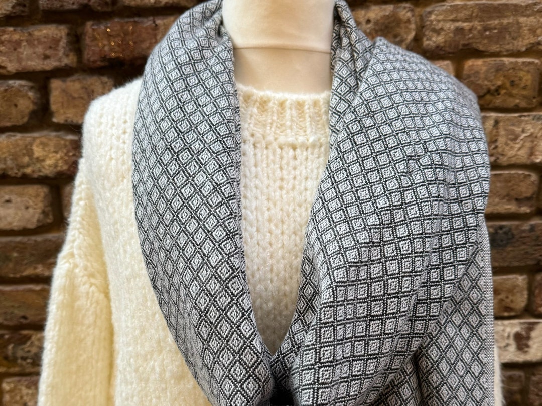 Handmade Thick Cashmere Blend Scarf Dimond Pattern /oversized Scarf ...