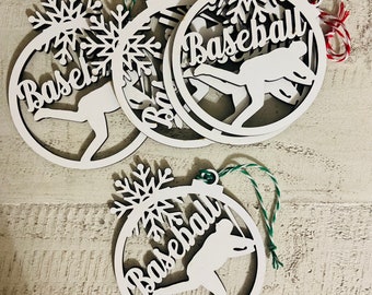 Personalized White Glass Baseball Ornament - Etsy