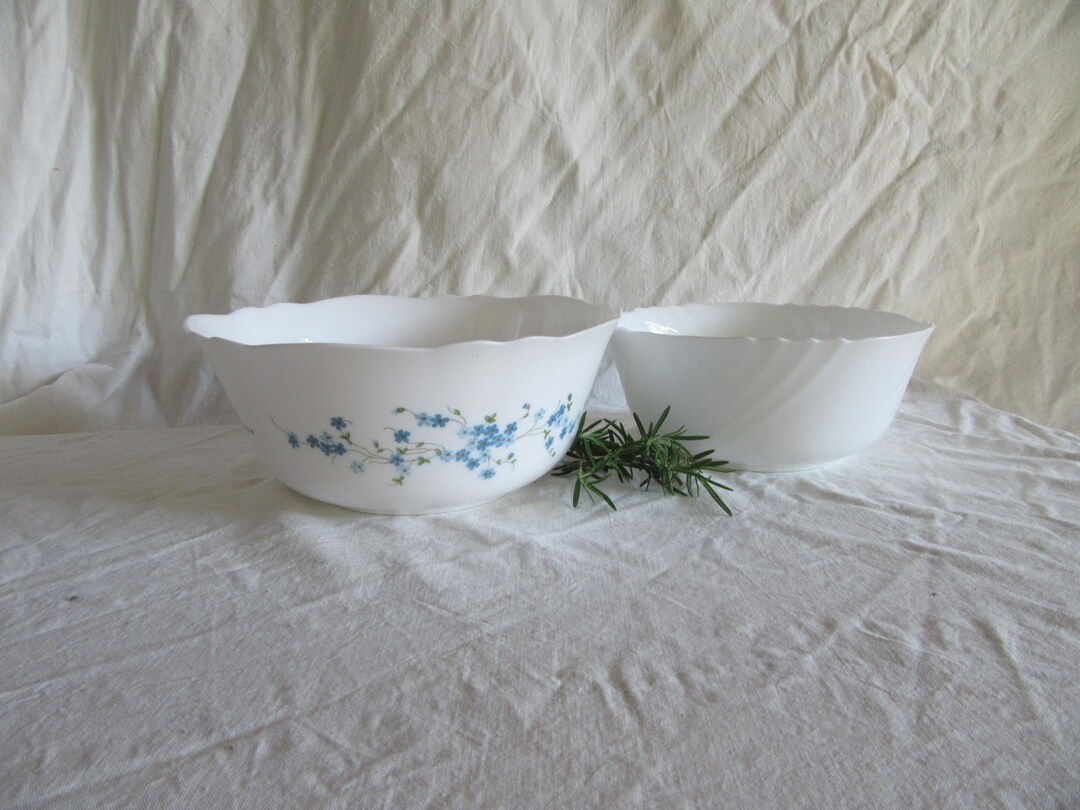 Bowls Salad Mixing; Veronica Milk Glass Arcopal Forget-me-nots 1980s - Etsy