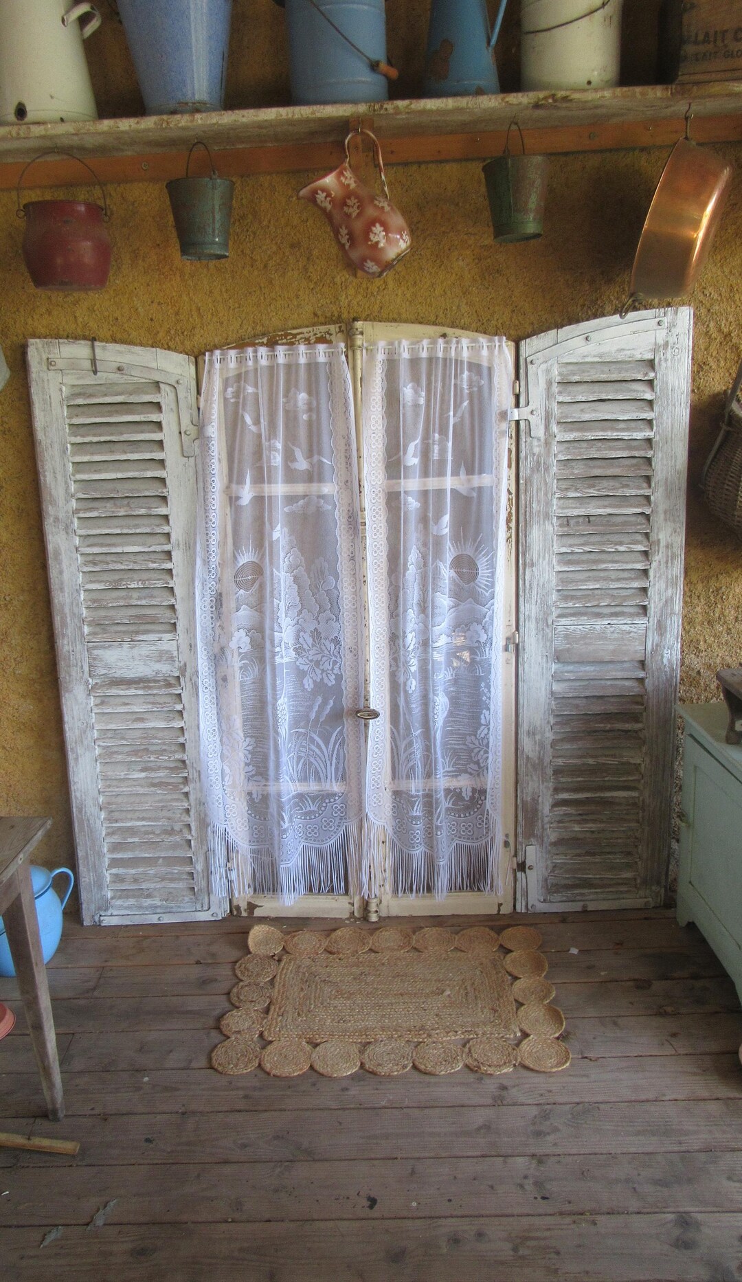 Pair Lace Curtain Panels Stork Seagulls Water Bird Nature Pattern (2 ...