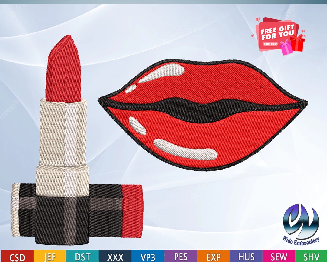 Lipstick Lips Machine Embroidery Design,5 Sizes 10 Formats,makeup - Etsy