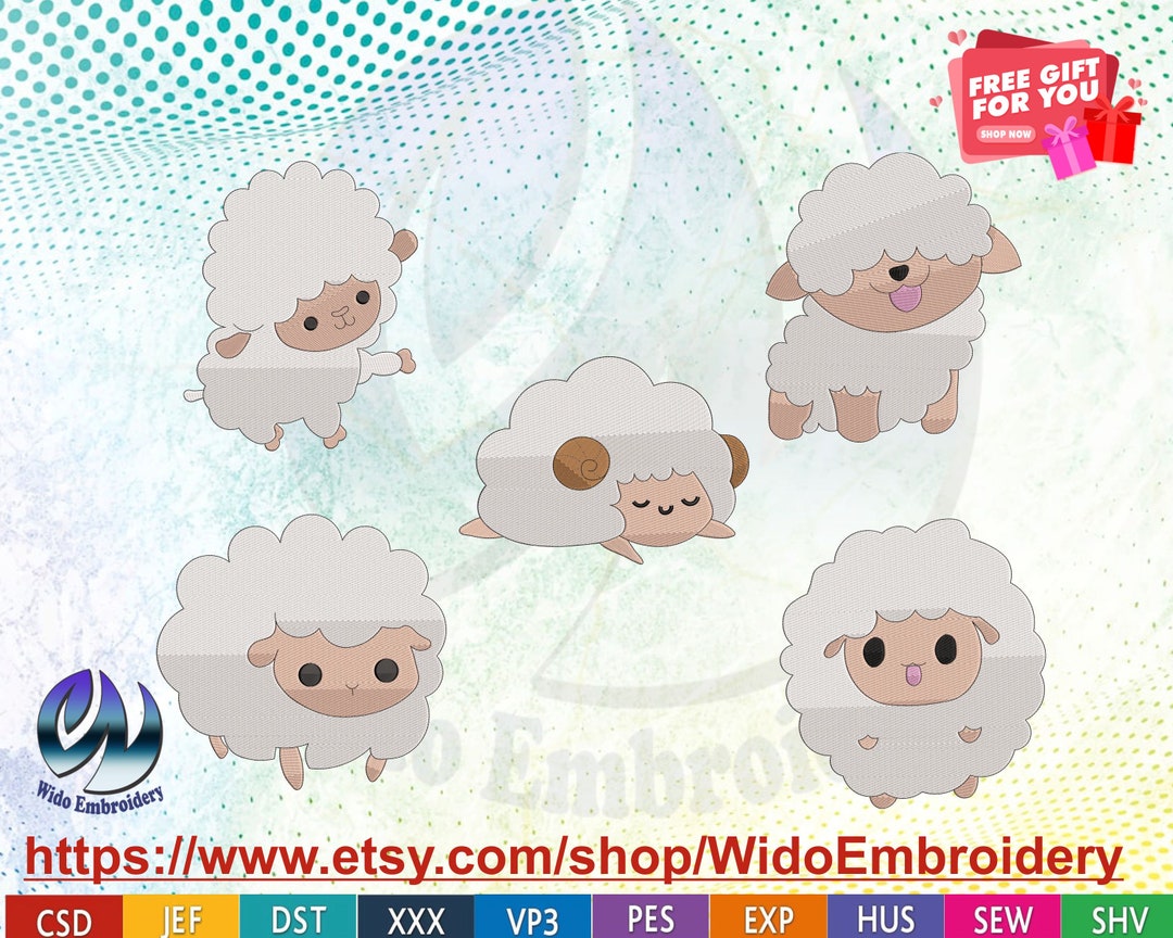 Sheep Embroidery Design,5 Sizes 10 Formats,animals,baby,family,mini ...