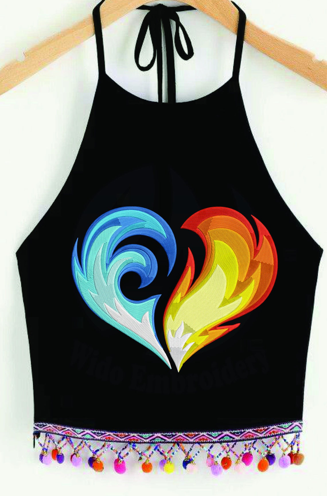 Heart Machine Embroidery Design Fire and Water 5 Sizes 10 - Etsy