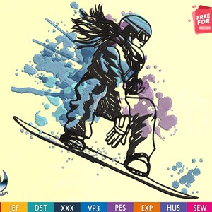 Snowboarding Embroidery Design,5 Sizes 10 Formats,machine,ice ...