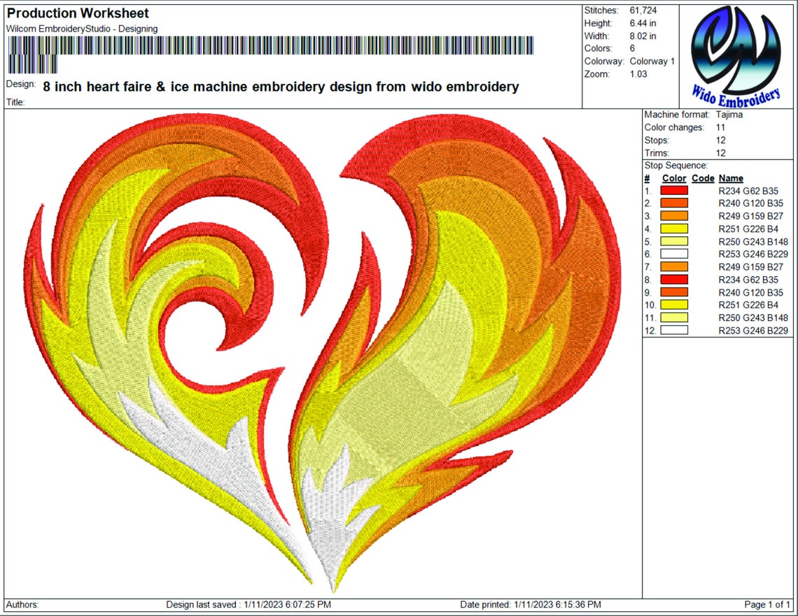 Heart Machine Embroidery Design Fire and Water 5 Sizes 10 - Etsy