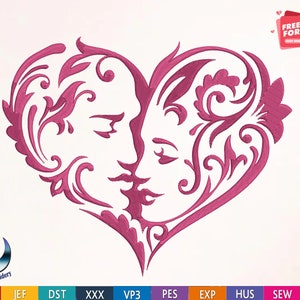Heart Embroidery Design,5 Sizes 10 Formats,machine,couple,shape ...
