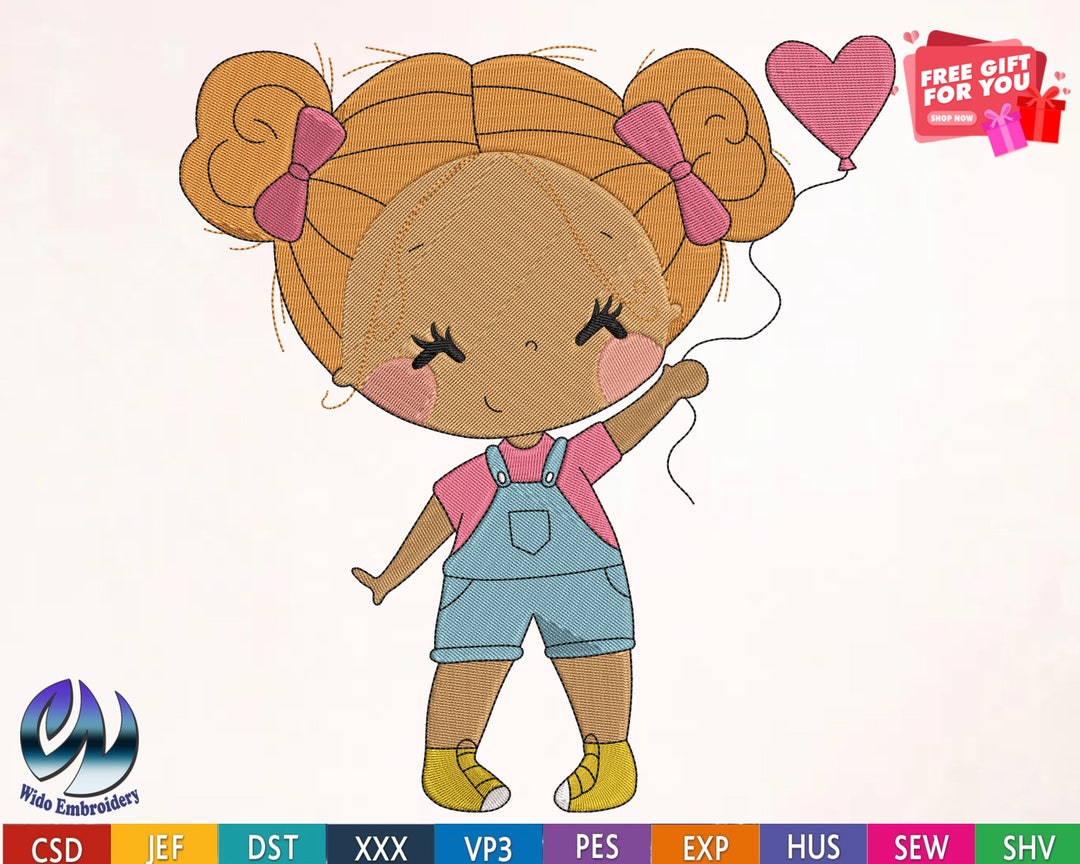 Girl Embroidery Design,5 Sizes 10 Formats,machine,toddler,newborn ...
