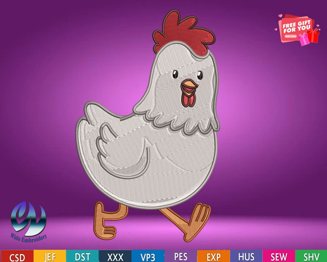 Chicken Embroidery Design, 5 Sizes 10 Formats,baby,machine,blanket ...
