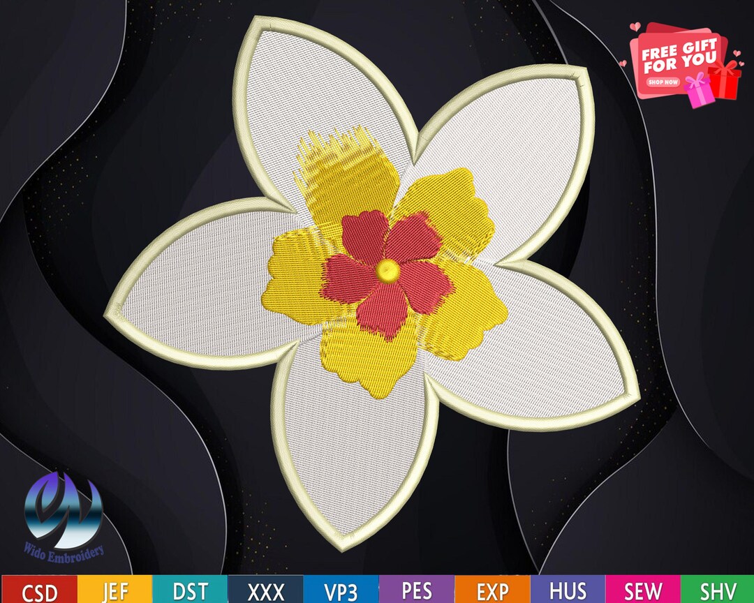 Plumeria Rubra Embroidery Design,5 Sizes 10 Formats,machine,cute,mini ...