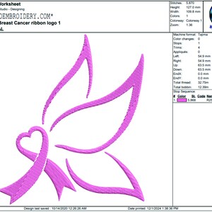Breast Cancer Ribbon,machine Embroidery Design, 5 Sizes 10 Formats ...