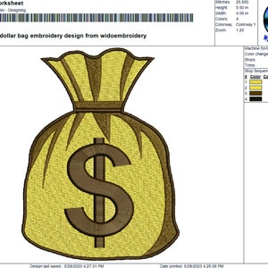 Money Bag Embroidery Design,5 Sizes 10 Formats,machine,dollar ...