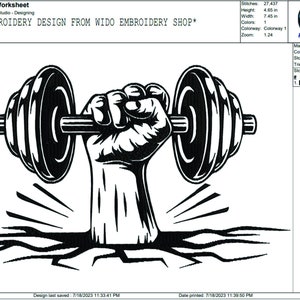 Gym Embroidery Design,weightlifting,barbell Dumbbell,kettlebells ...