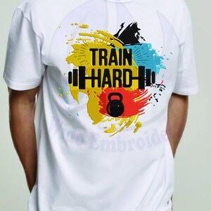 Gym Embroidery Design,train Hard,5 Sizes 10 Formats,machine,barbell ...
