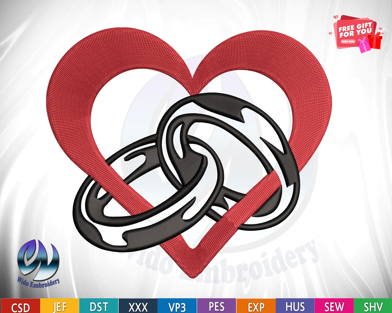 Wedding Ring Machine Embroidery Design in 5 Sizesgirly love - Etsy