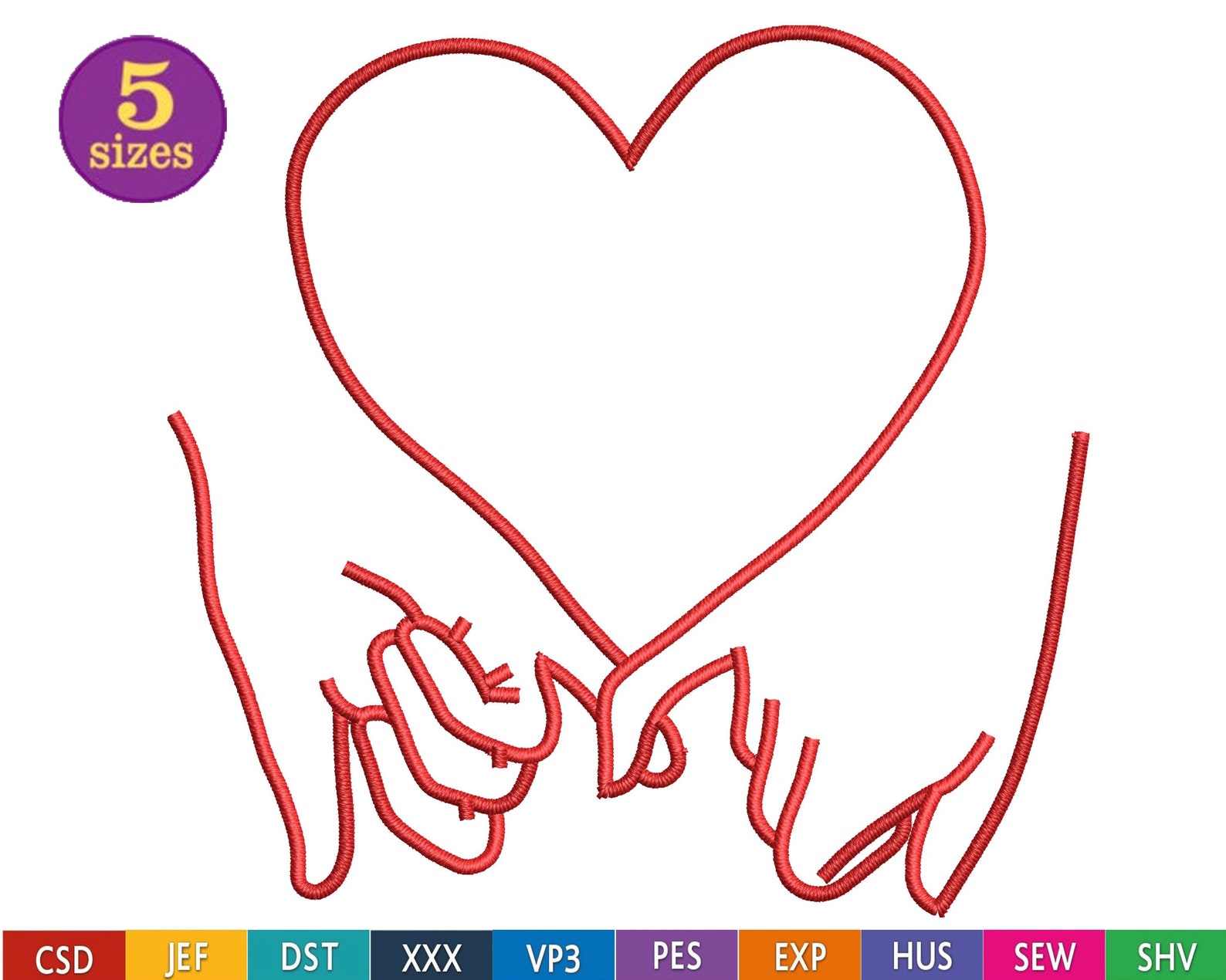 Pinky Promise Machine Embroidery Design, 5 Sizes 10 Formats ,valentine ...