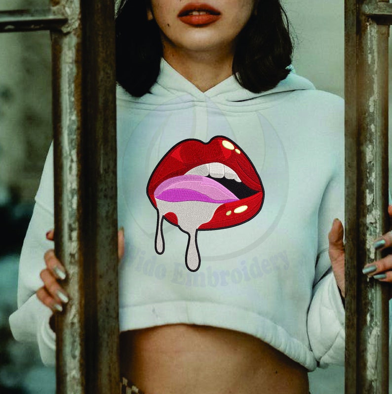 Sexy Lips Tongue Machine Embroidery Design In 5 Sizes And 10 Etsy