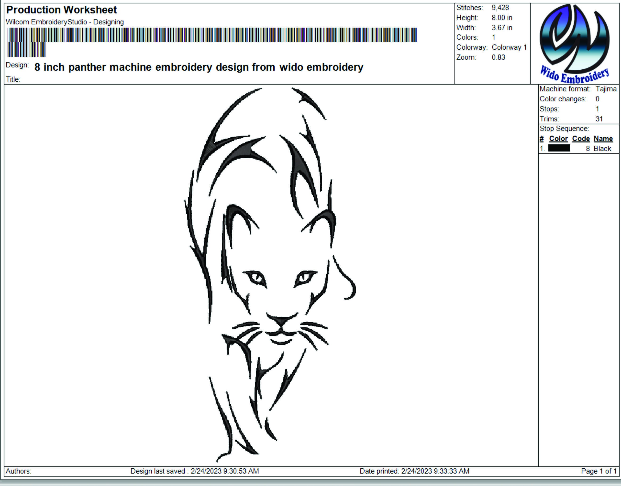 Panther Machine Embroidery Design5 Sizes 10 Formats Black - Etsy