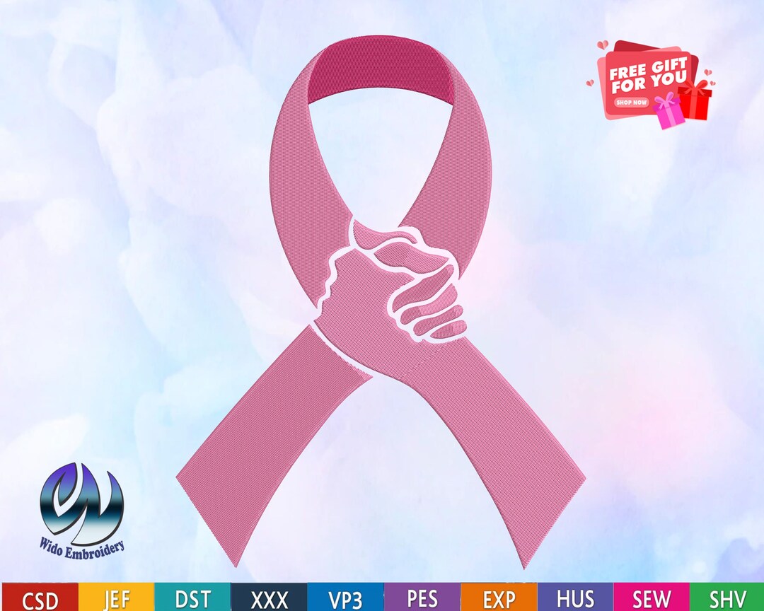 Breast Cancer Ribbon, Machine Embroidery Design, 5 Sizes 10 Formats ...