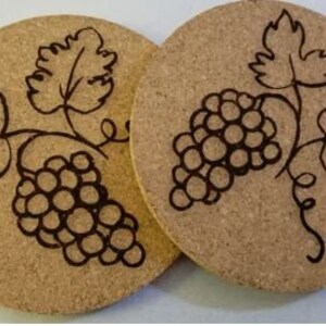 Set of 4 Cork Coasters for Wine Lovers - Etsy