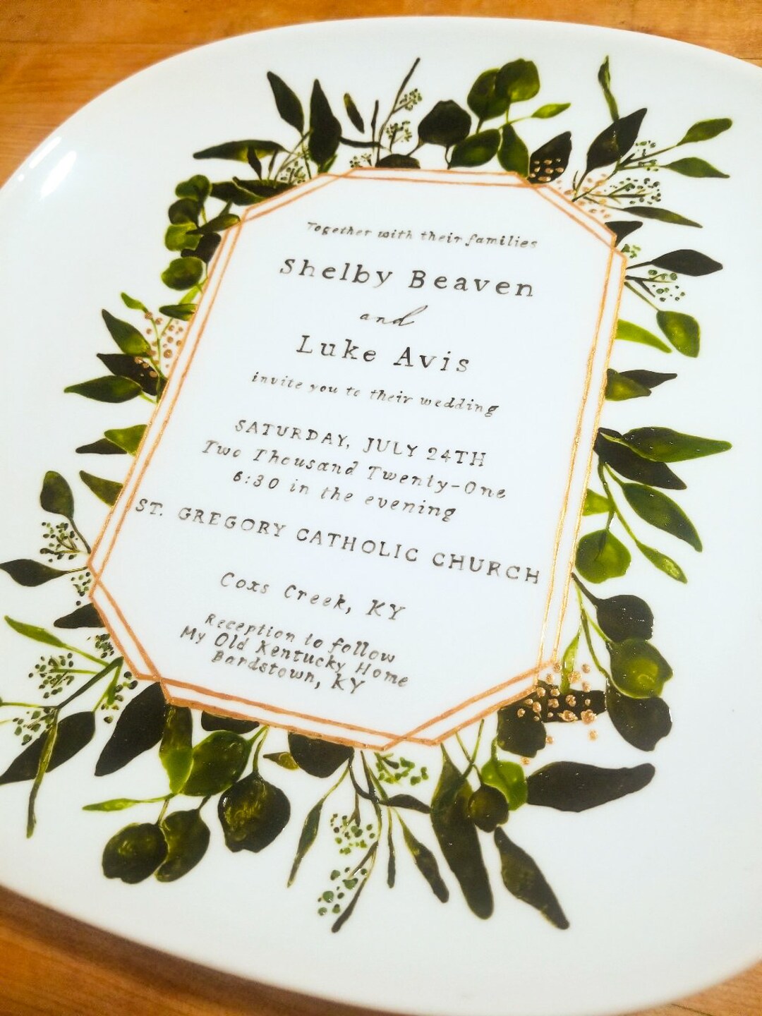 Wedding Plate Hand Painted, Wedding Invite Gift, Bridal Shower Gift ...